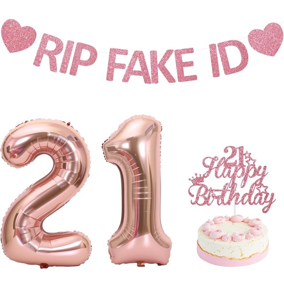 Party Supplies | 21st Birthday Rose Goldrip Fake Id Banner21st Cake ...